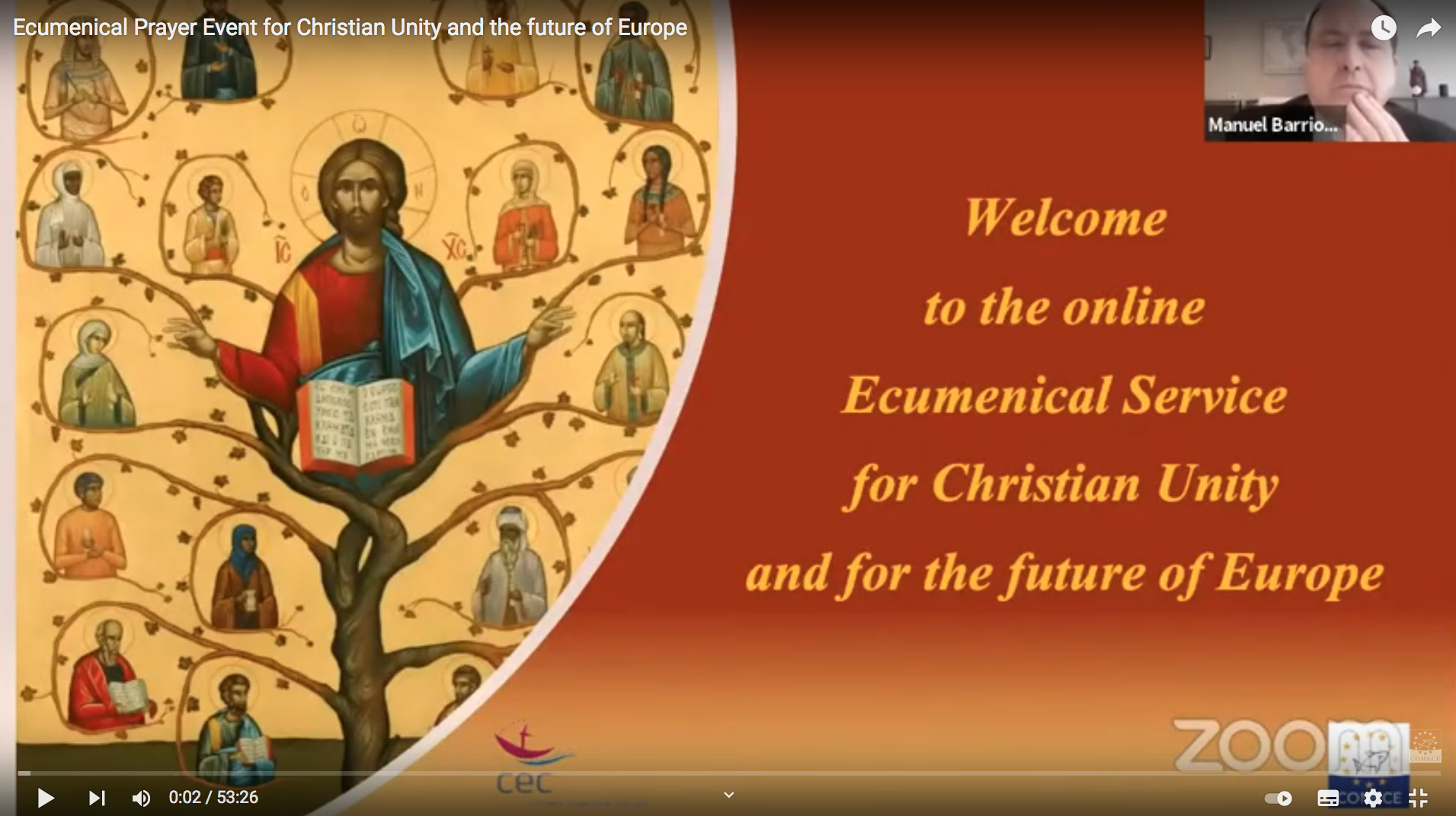 Ecumenical Prayer at the European Parliament with Patriarch Bartholomew ...